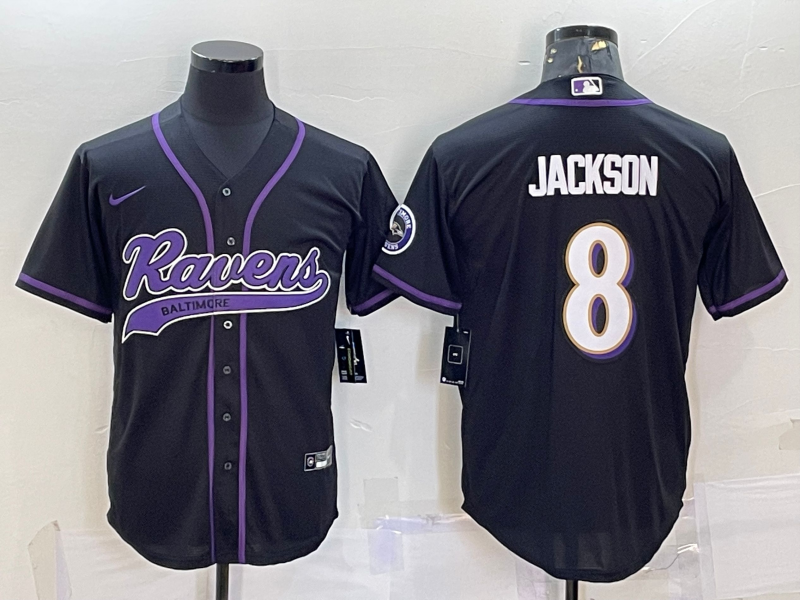 Men's Baltimore Ravens #8 Lamar Jackson Purple With Patch Cool Base ...