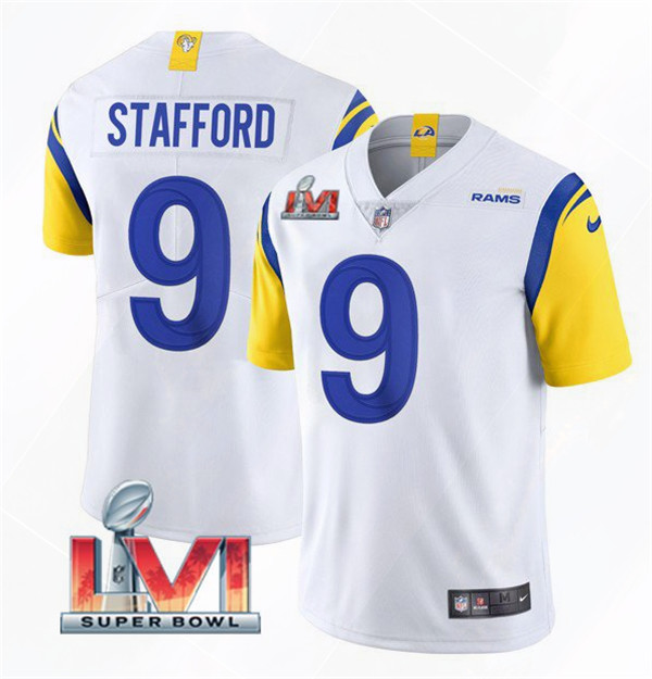 Men's Los Angeles Rams #9 Matthew Stafford 2022 White Super Bowl LVI ...
