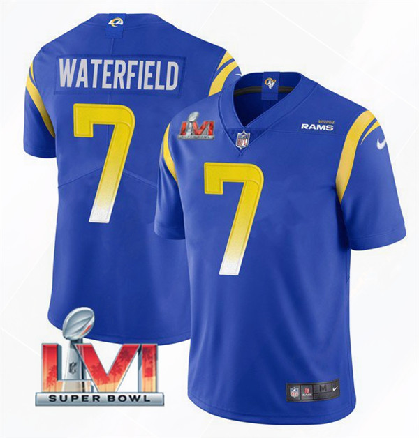 Men's Los Angeles Rams #7 Bob Waterfield 2022 Royal Super Bowl LVI ...