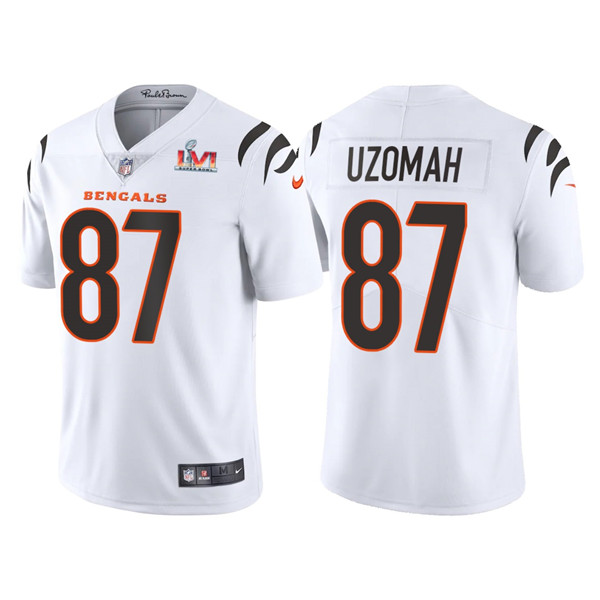 Men's Cincinnati Bengals #87 C.J. Uzomah 2022 White Super Bowl LVI ...