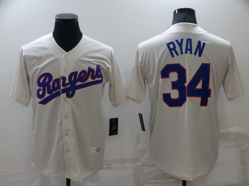 Men's Texas Rangers #34 Nolan Ryan Cream Cooperstown Collection Cool ...