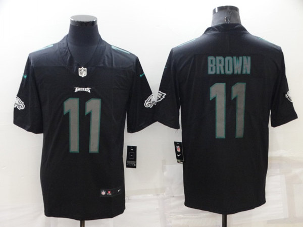 Men's Philadelphia Eagles #11 A. J. Brown Lights Out Black Color Rush ...