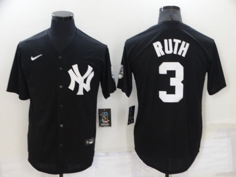 Men's New York Yankees #3 Babe Ruth Black Stitched Nike Cool Base ...