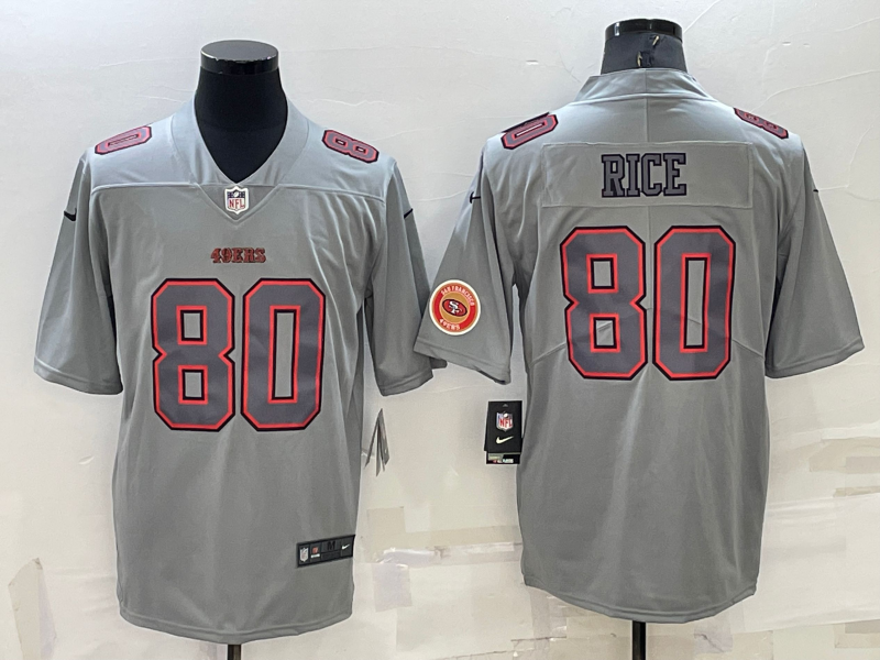 Men's San Francisco 49ers #80 Jerry Rice Grey Atmosphere Fashion 2022 ...