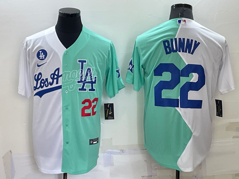 Men's Los Angeles Dodgers #22 Bad Bunny White Green 2022 All Star Cool ...