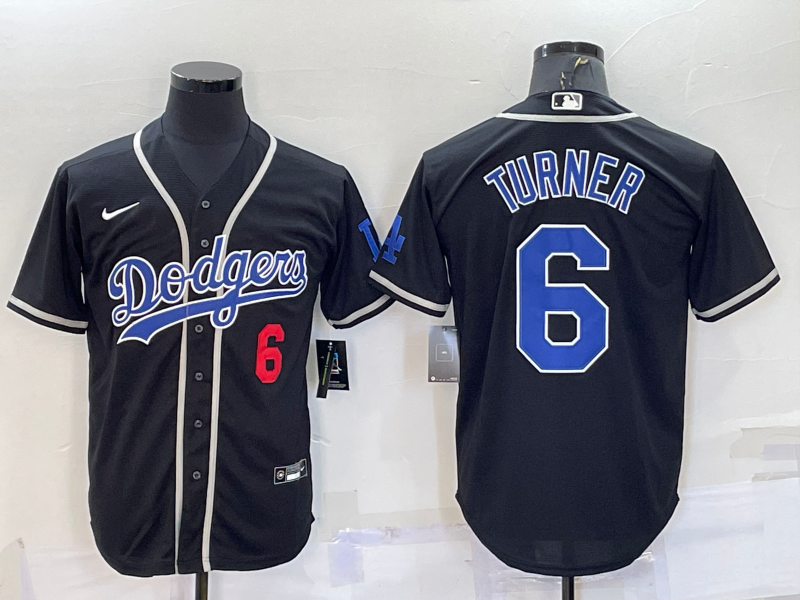 Men's Los Angeles Dodgers #6 Trea Turner Number Cream Pinstripe ...