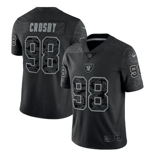 Men's Las Vegas Raiders #98 Maxx Crosby Black Reflective Limited ...