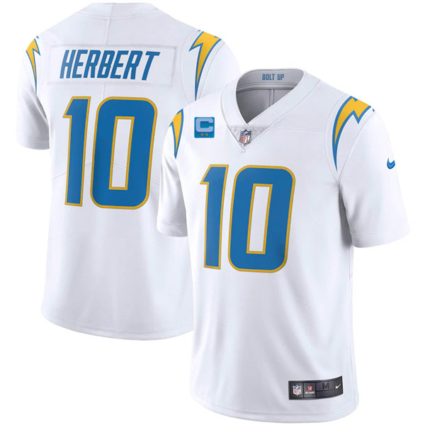 Men's Los Angeles Chargers 2022 #10 Justin Herbert Blue With 2-star C ...