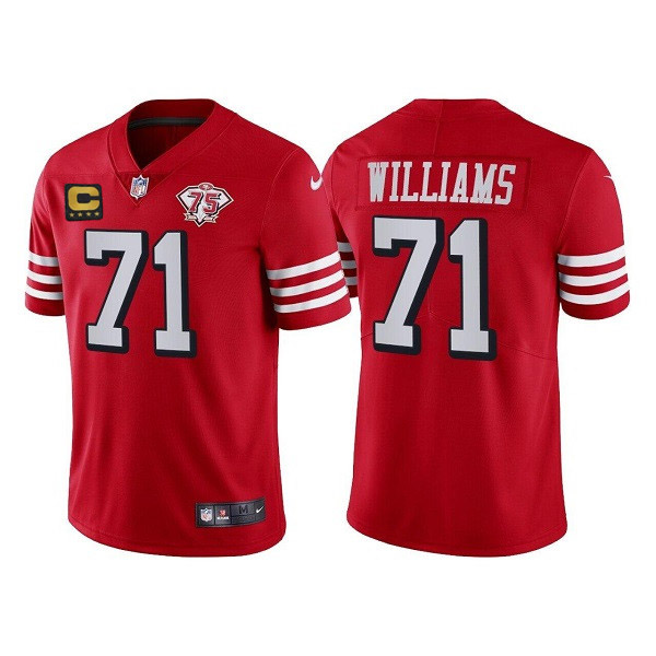 Men's San Francisco 49ers #71 Trent Williams Red 75th Anniversary With ...