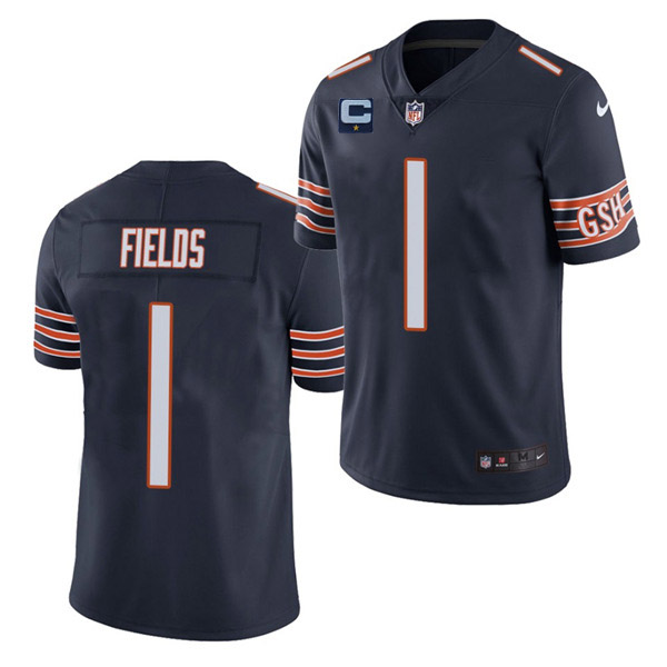 Men's Chicago Bears #1 Justin Fields 2022 Olive Salute To Service ...