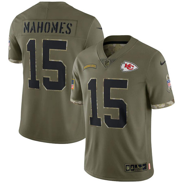 Men's Kansas City Chiefs #87 Travis Kelce 2022 Olive Salute To Service ...
