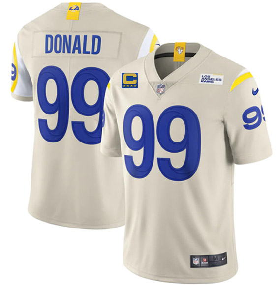 Men's Los Angeles Rams 2022 #99 Aaron Donald Bone White With 4-star C ...