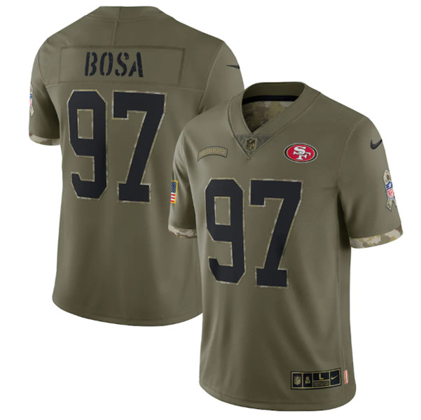 Men's San Francisco 49ers #97 Nick Bosa 2022 Olive Salute To Service ...