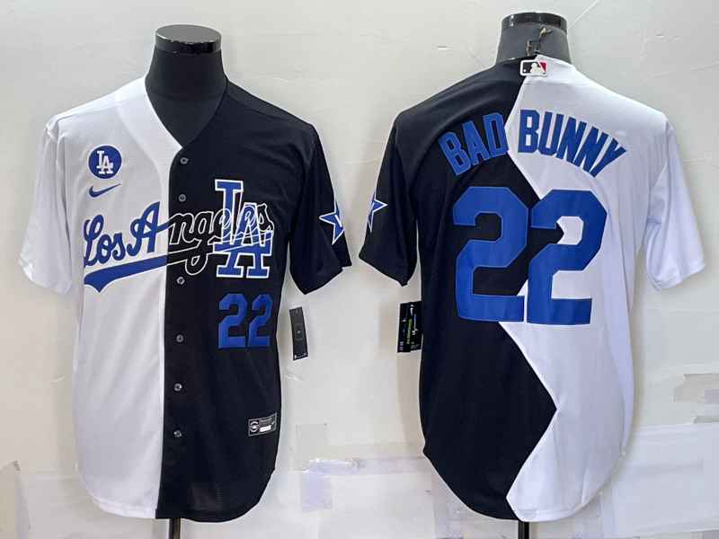 Mens Los Angeles Dodgers #22 Bad Bunny White Black Number 2022 ...