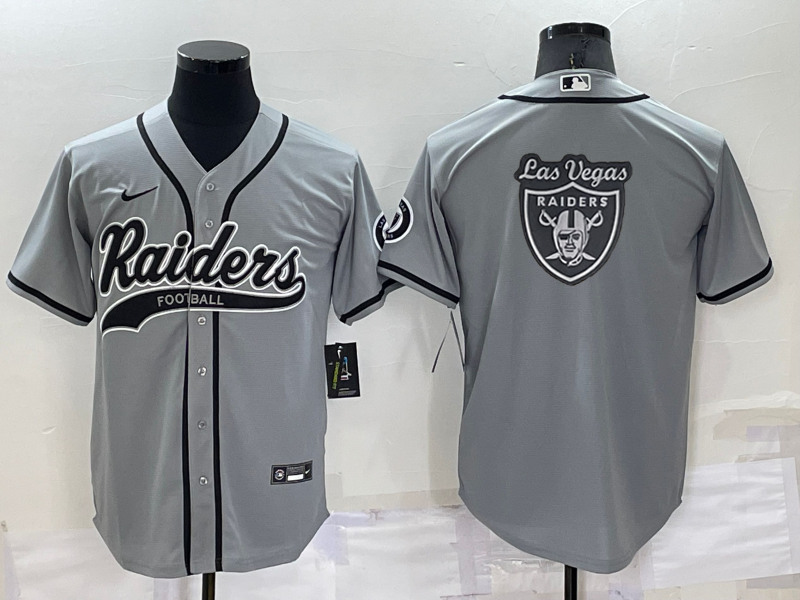 Men's Las Vegas Raiders Grey Team Big Logo With Patch Cool Base ...
