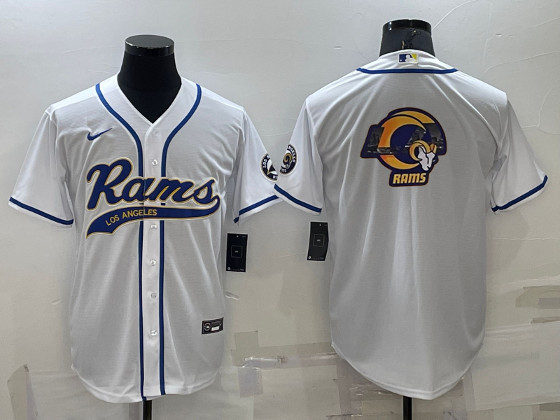 Men's Los Angeles Rams White Team Big Logo With Patch Cool Base ...