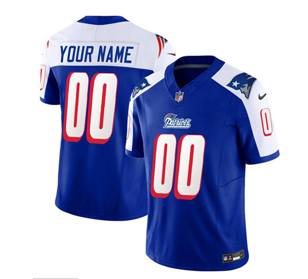 Men's New England Patriots Active Player Custom Blue White 2023 F.U.S.E ...