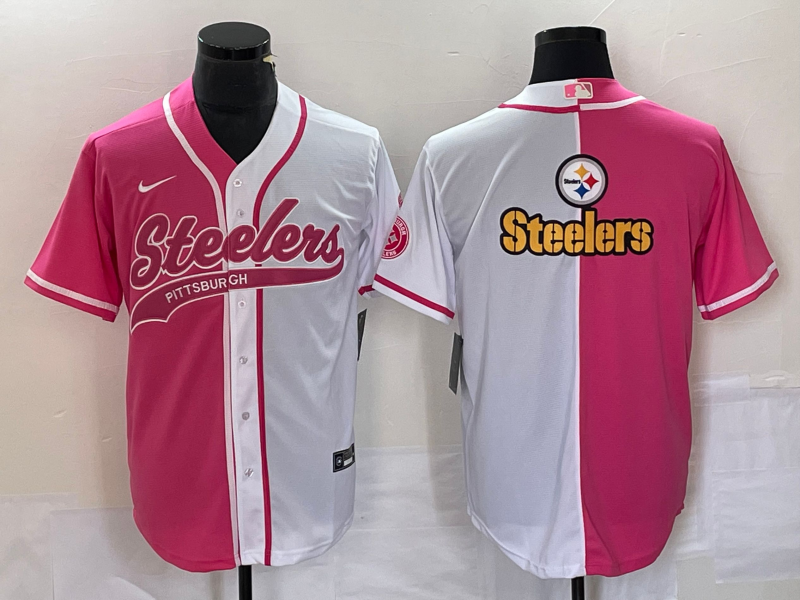 Men's Pittsburgh Steelers Big Logo Pink White Two Tone With Patch Cool ...