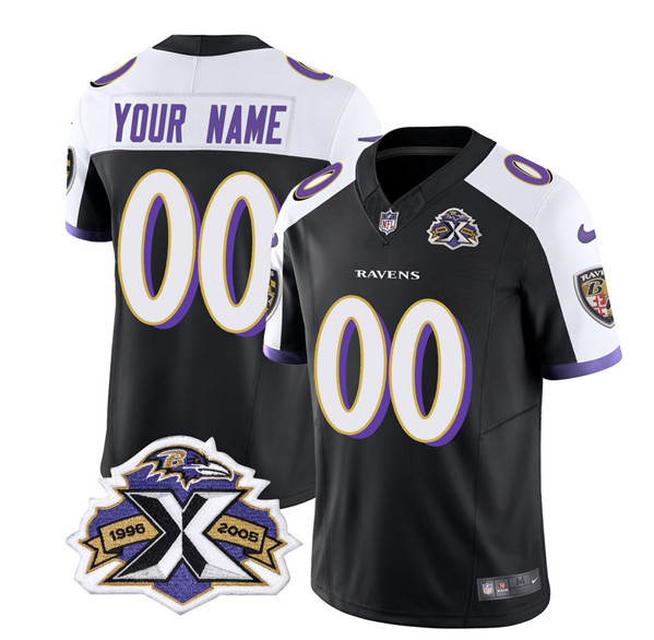 Men's Baltimore Ravens Active Player Custom Black White 2023 F.U.S.E ...