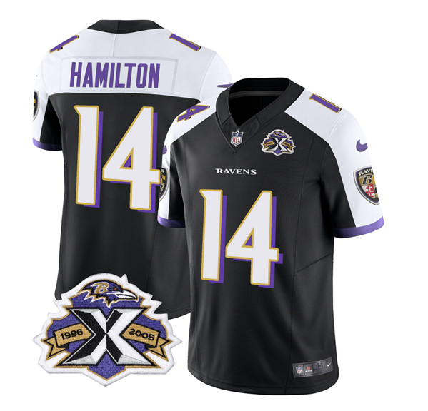 Men's Baltimore Ravens #14 Kyle Hamilton Black White 2023 F.U.S.E With ...