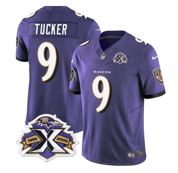 Men's Baltimore Ravens #9 Justin Tucker Purple 2023 F.U.S.E With Patch ...