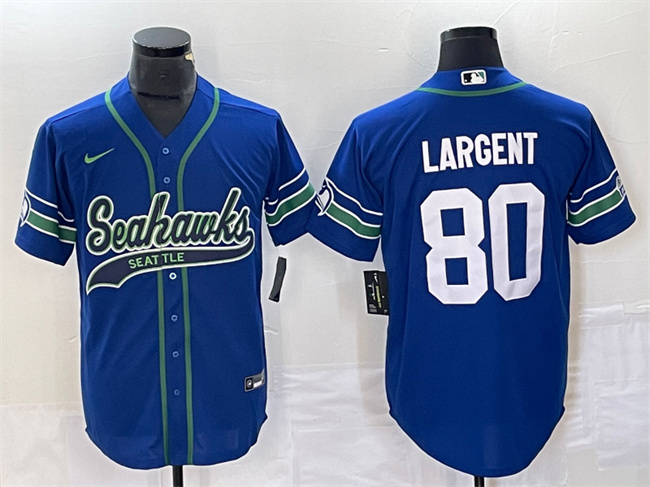 Men's Seattle Seahawks #80 Steve Largent Royal Throwback Cool Base ...