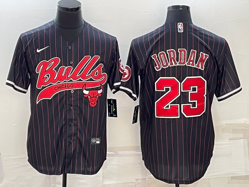 Mens Chicago Bulls #23 Michael Jordan Number Black With Patch Cool Base Stitched Baseball Jersey ...