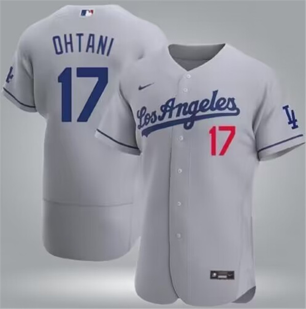 Men's Los Angeles Dodgers #17 Shohei Ohtani Gray Flex Base Stitched ...