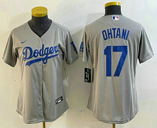 Women's Los Angeles Dodgers #17 Shohei Ohtani Grey Cool Base Stitched ...
