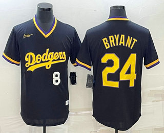 Mens Los Angeles Dodgers #8 #24 Kobe Bryant Number Black Stitched ...