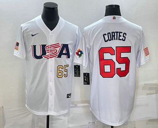 Men's USA Baseball #65 Nestor Cortes Number 2023 White World Classic ...