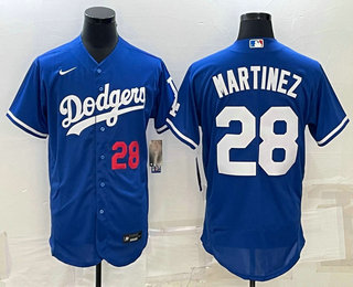 Men's Los Angeles Dodgers #28 JD Martinez Number White Flex Base Stitched Baseball Jersey on ...