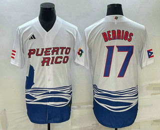 Men's Puerto Rico Baseball #17 Jose Berrios 2023 White World Baseball ...