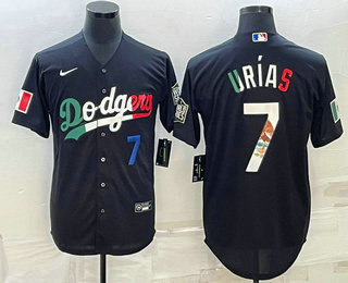 Men's Los Angeles Dodgers #7 Julio Urias Number Black Mexico 2020 World ...