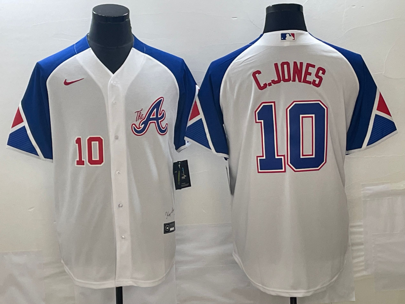 Men's Atlanta Braves #10 Chipper Jones Number White 2023 City Connect ...