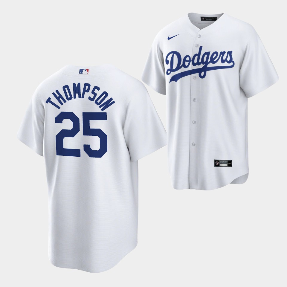 Men's Los Angeles Dodgers #25 Trayce Thompson White Cool Base Stitched ...
