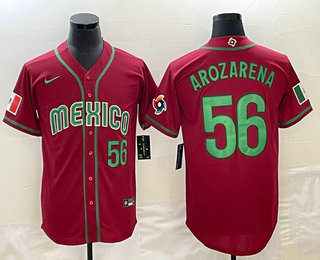Men's Mexico Baseball #56 Randy Arozarena Number 2023 Red World Classic ...