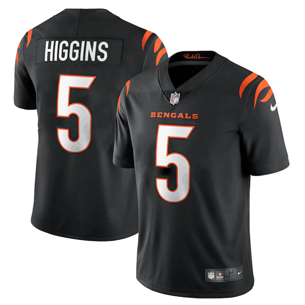 Men's Cincinnati Bengals #5 Tee Higgins White With Patch Cool Base ...