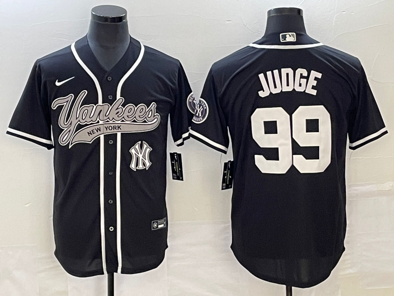 Men's New York Yankees #99 Aaron Judge Black With Patch Cool Base ...