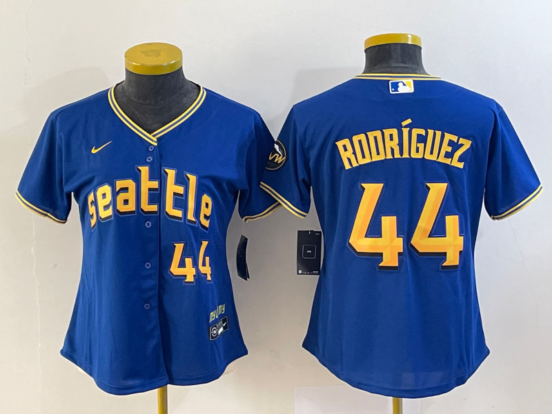 Women's Seattle Mariners #44 Julio Rodriguez Number Blue 2023 City ...