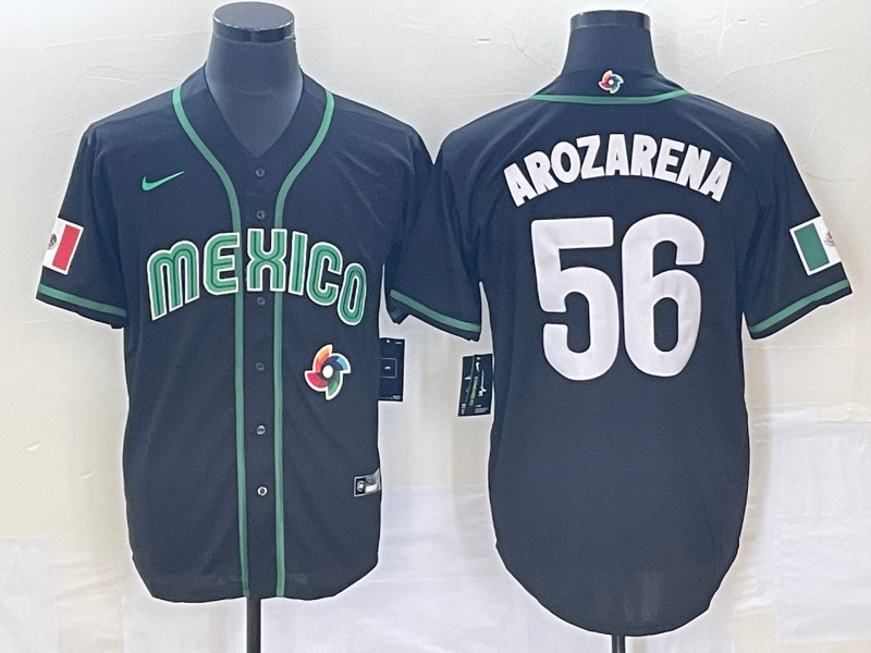Men's Mexico Baseball #56 Randy Arozarena 2023 Black World Classic ...