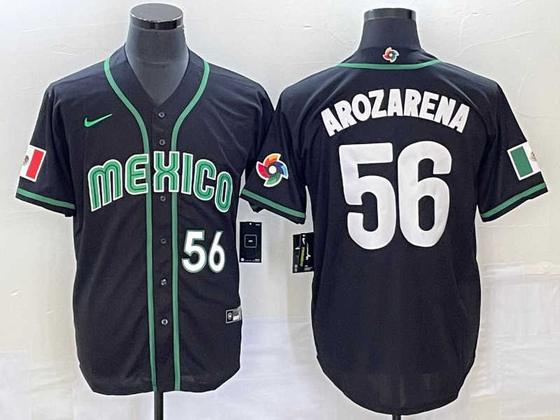 Men's Mexico Baseball #56 Randy Arozarena Number 2023 Black World ...