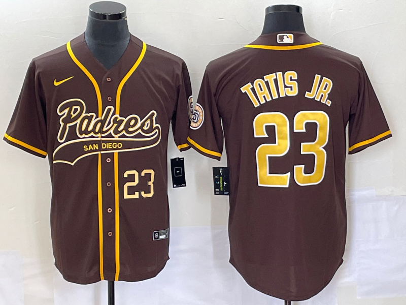 Men's San Diego Padres #23 Fernando Tatis Jr Number Brown NEW 2023 Cool ...