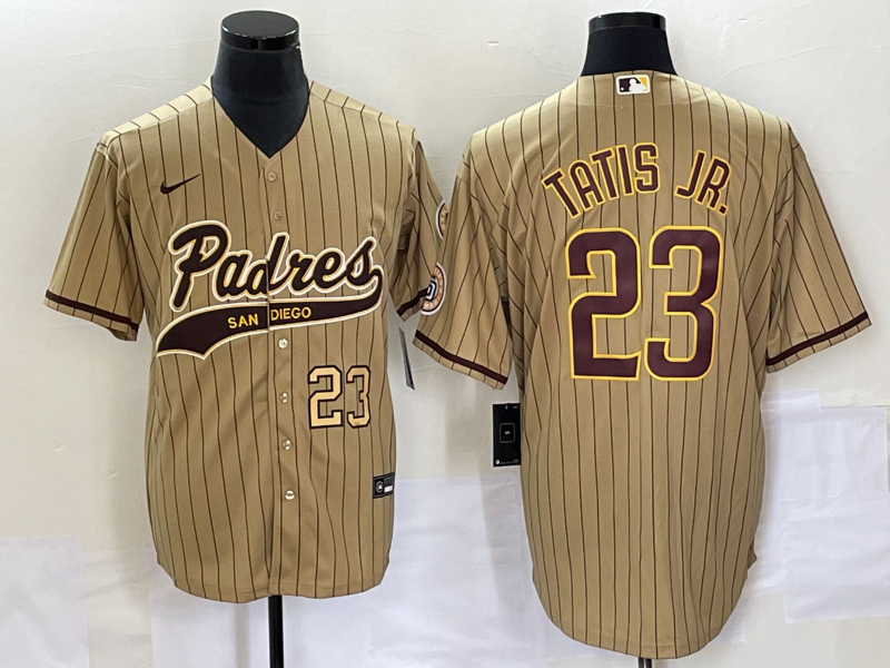 Men's San Diego Padres #23 Fernando Tatis Jr Number Tan NEW 2023 Cool ...