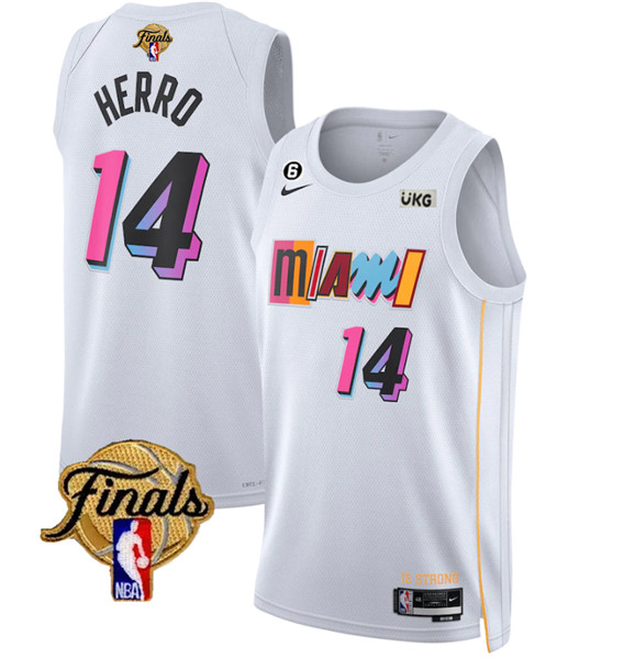Men's Miami Heat #14 Tyler Herro White 2023 Finals City Edition With NO ...