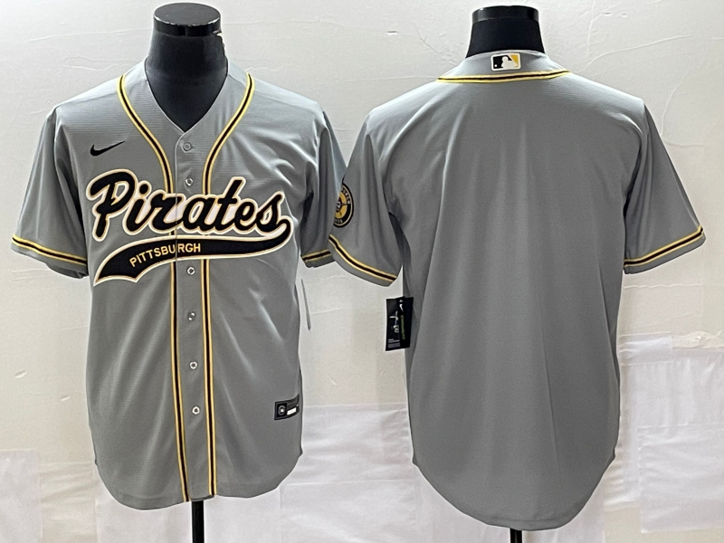Men's Pittsburgh Pirates Blank Grey Cool Base Stitched Baseball Jersey ...