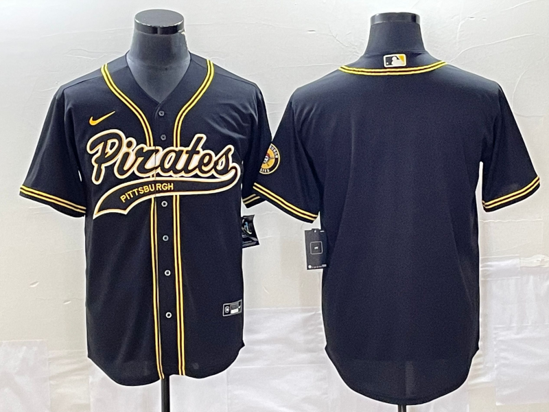 Men's Pittsburgh Pirates Blank Black Cool Base Stitched Baseball Jersey ...