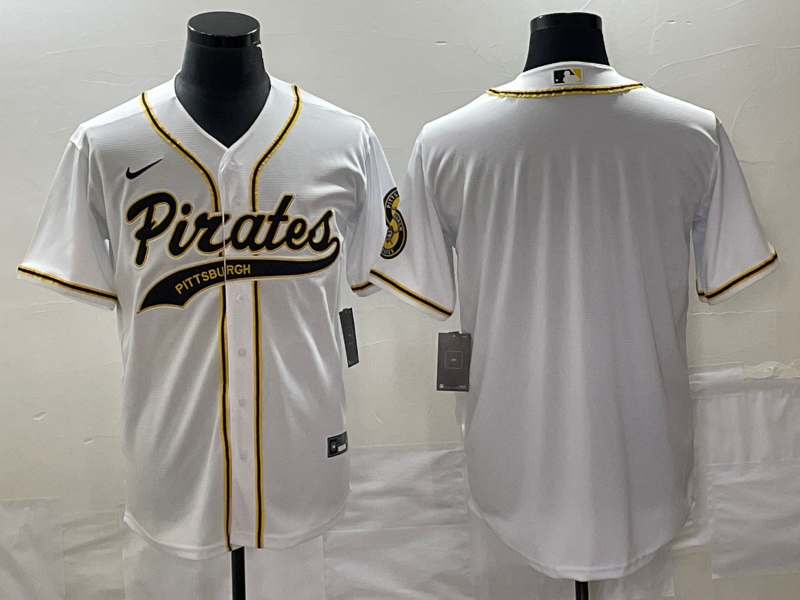 Men's Pittsburgh Pirates Blank White Cool Base Stitched Baseball Jersey ...