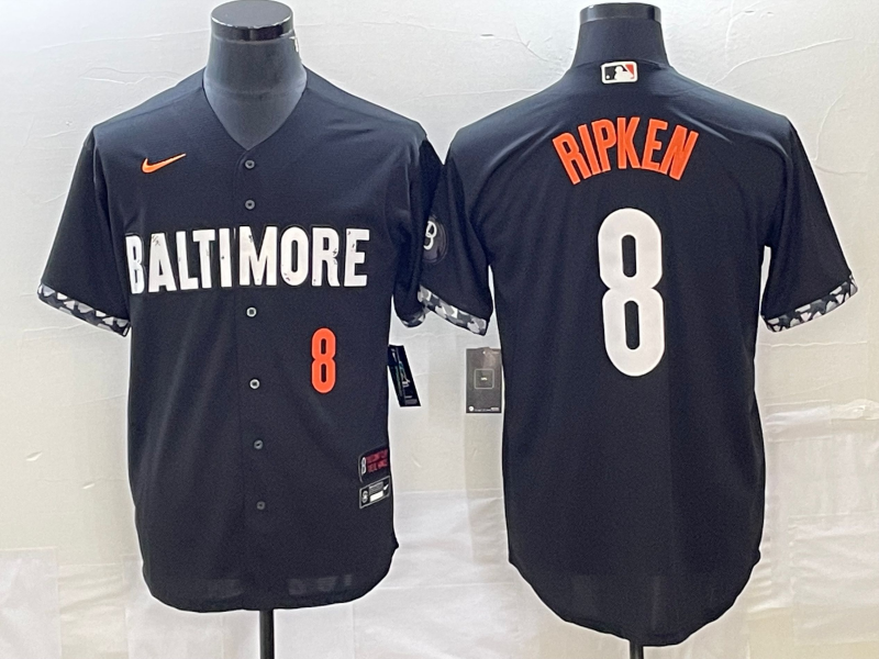 Men's Baltimore Orioles #8 Cal Ripken Jr Number Black 2023 City Connect ...