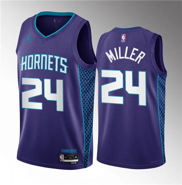 Men's Charlotte Hornets #24 Brandon Miller Purple 2023 Draft Statement ...